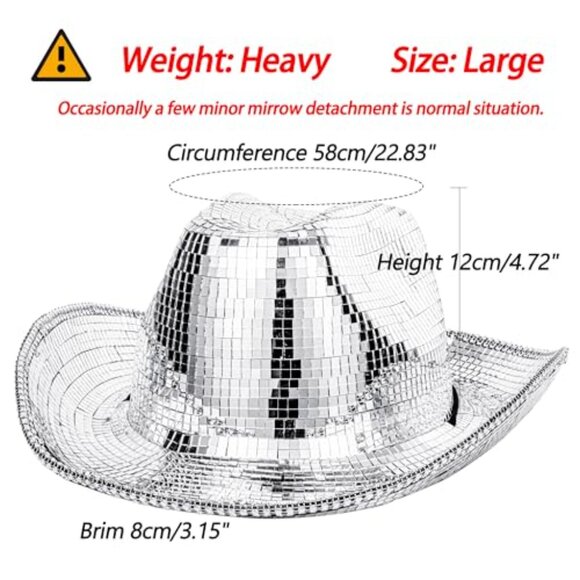 Accessories | Mirrored Disco Cowboy Hat Sparkly Y2k Retro Cosplay Party ...
